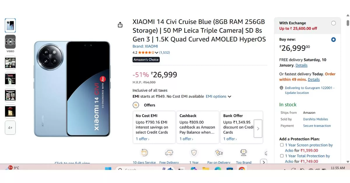 Xiaomi 14 Civi Gets Massive Price Cut on Amazon, Now Available at Rs 26,999